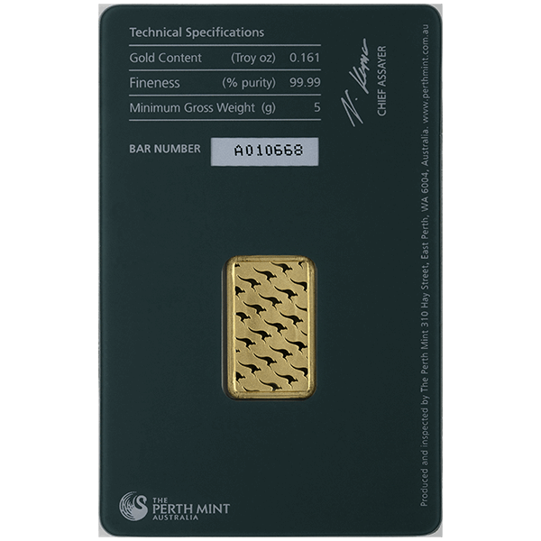 - GOLD BARS ASSORTED WEIGHTS - 5 GRAM GOLD BAR PERTH #5GPERTH