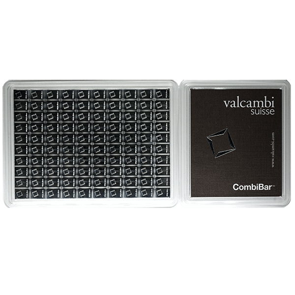 100 Gram Silver Combi Bar Valcambi - Houston Gold Merchants